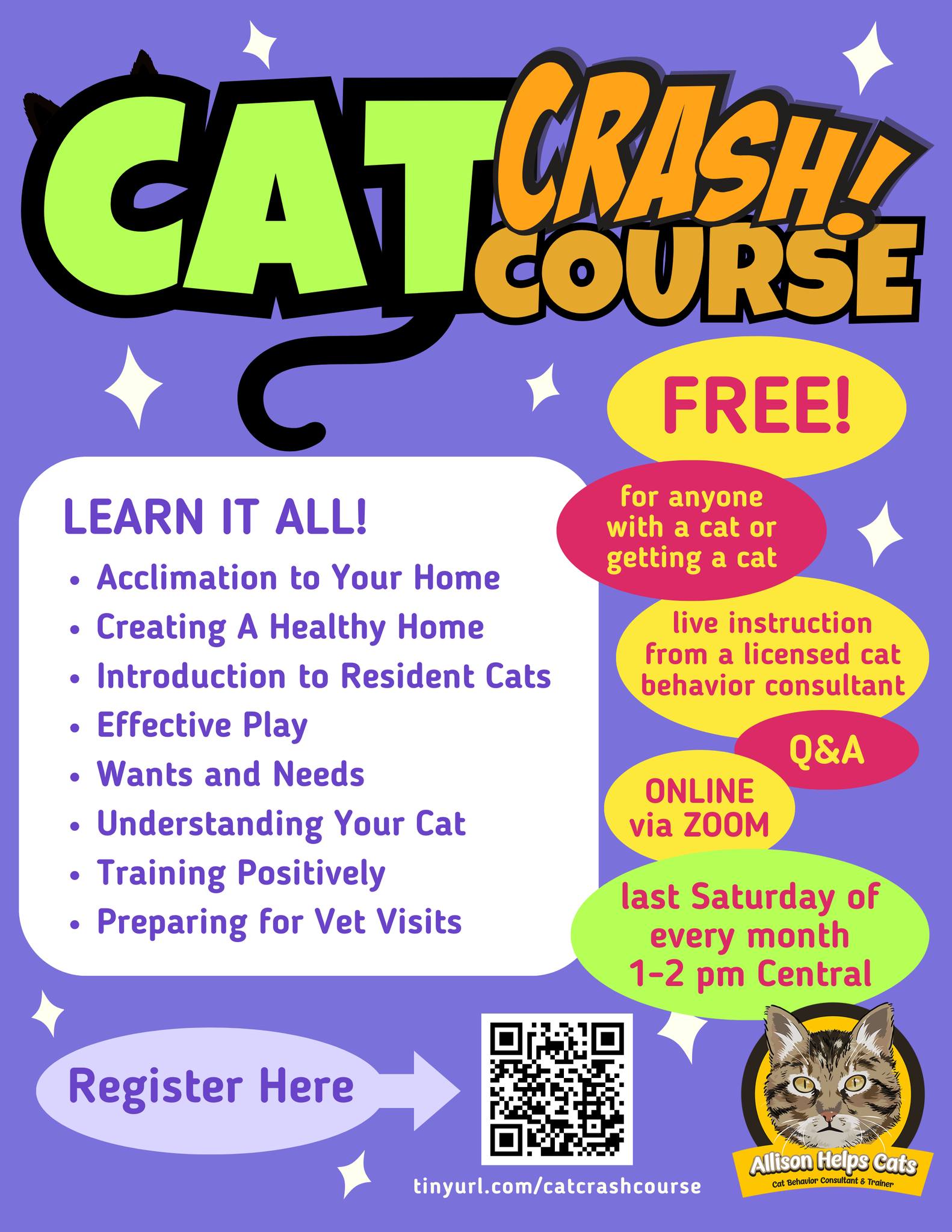 Cat Crash Course offered by Allison Helps Cats – Maueyes
